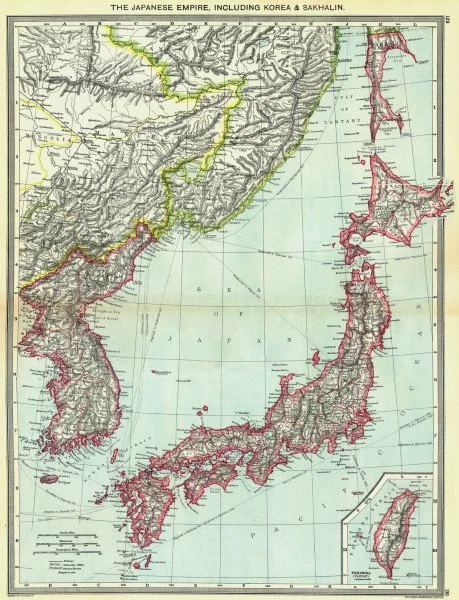 1922 MAP OF Japan Japanese Empire Korea Taiwan Sakhalin Russia Vladivostok £24.04 - PicClick UK