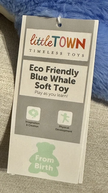 ALDI LITTLE TOWN Whale Soft Toy Blue Plush Large 14” Cuddly Ecofriendly ...