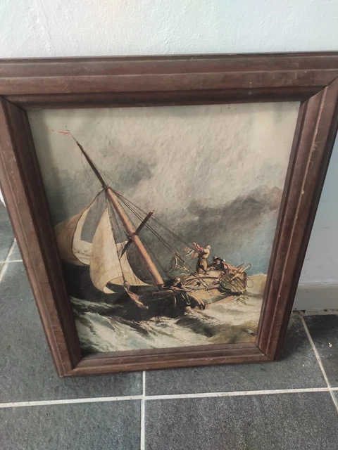 ANCIEN TABLEAU HUILE sur bois marine authentique EUR 27,00 - PicClick FR