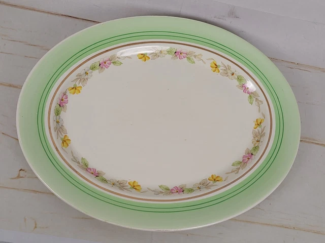 VINTAGE ART DECO Tams Ware "Marie" Large Floral Oval Serving Plate ...