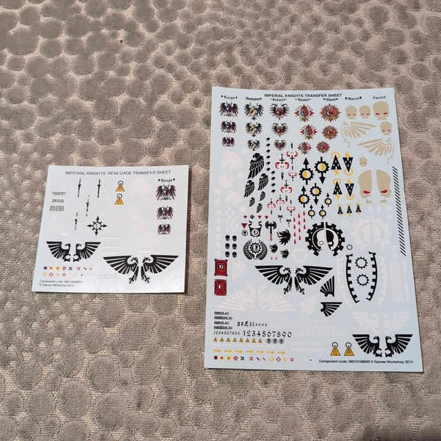 IMPERIAL KNIGHT TRANSFER Decals Sheet Warhammer 40k £11.12 - PicClick UK