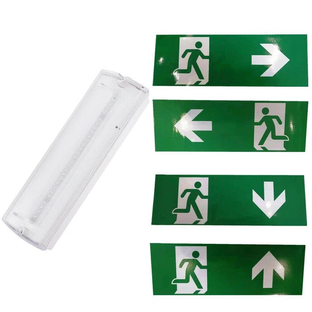 LED EMERGENCY LIGHT Fitting Bulkhead Exit Sign Ip65 Maintained Non ...