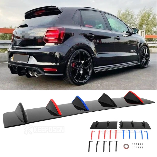 GLOSS BLACK SHARK Fins Rear Diffuser Bumper Spoiler Lips For VW Polo ...