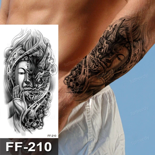 BUDDHA DEMON TATTOO Temporary Waterproof Tattoos Spiritual Mens Womens ...
