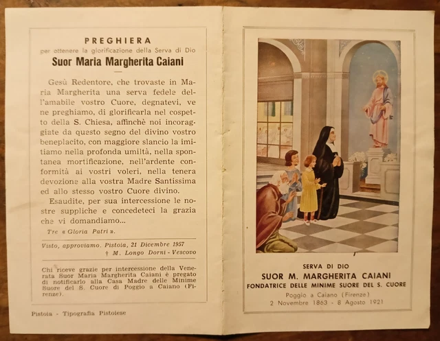 SANTINO IN PIEGO Serva di Dio Suor M. Margherita Caiani EUR 2,50 ...