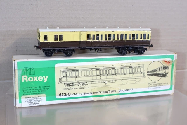ROXEY MOULDINGS 4C50 KIT BUILT GWR CLIFTON DOWN DRIVING TRAILER COACH ...