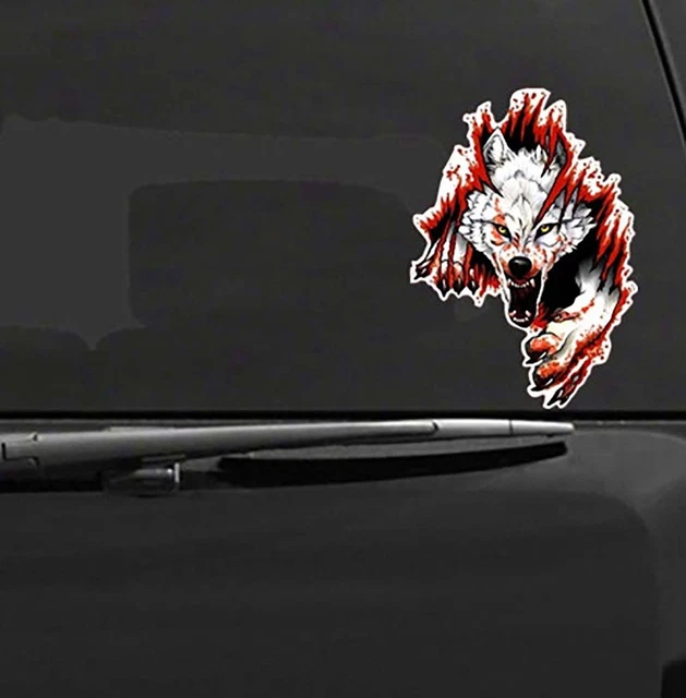 MOTORCYCLE HELMET STICKER Angry Wolf Car Sticker Marks Headlight Decal ...