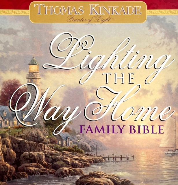 THOMAS KINKADE FAMILY Bible Lighting The Way Home NIB Red Letter King ...