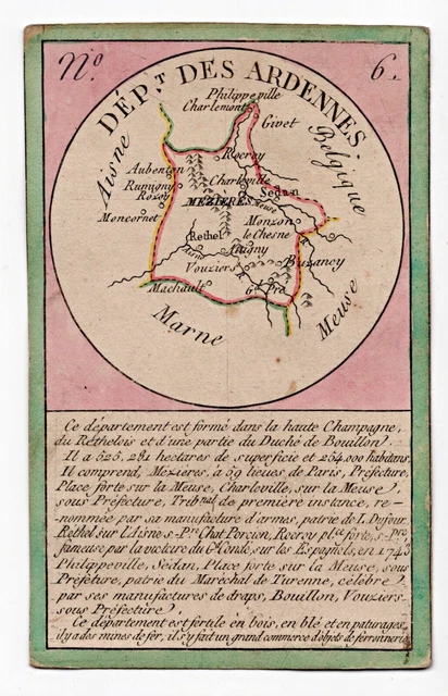 RARE C.1819 ARDENNES, Sedan, France, Antique Card Map by Bourrut-Le ...