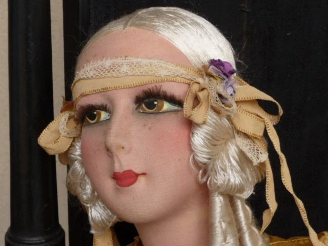 ANTIQUE FRENCH BOUDOIR Doll ~33 Inches~ Composition Cloth Silk $250.00 ...