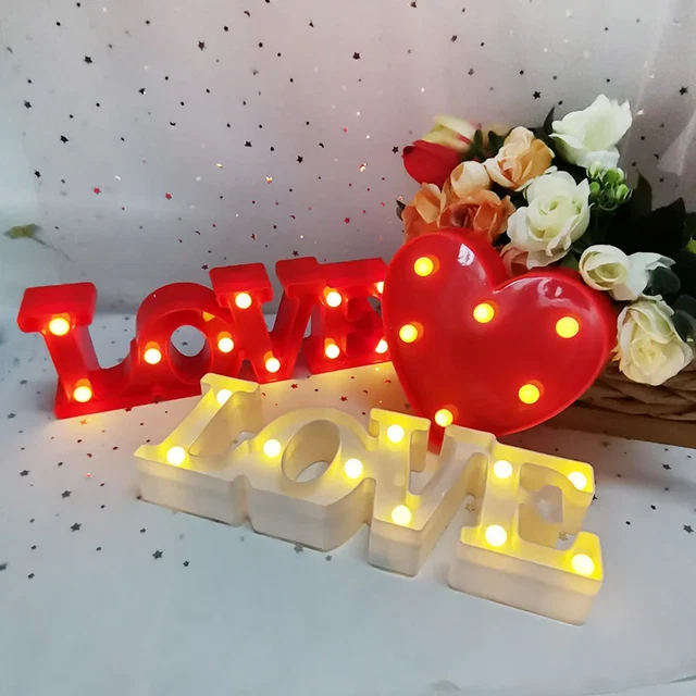 LOVE HEART LED Lamp Wedding Party Romantic Red Pink Night Light ...