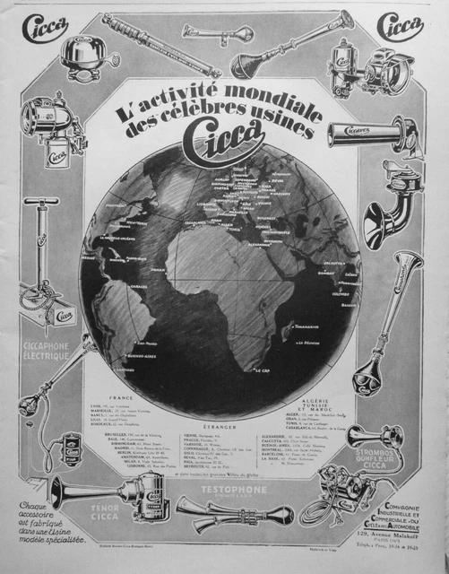 PUBLICITÉ DE PRESSE 1927 Cicca L'activité Mondiale Des Célèbres Usines ...