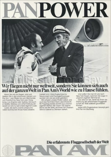 1976 PAN AM BOEING 747 ad PILOT MECHANIC American World Airways ...