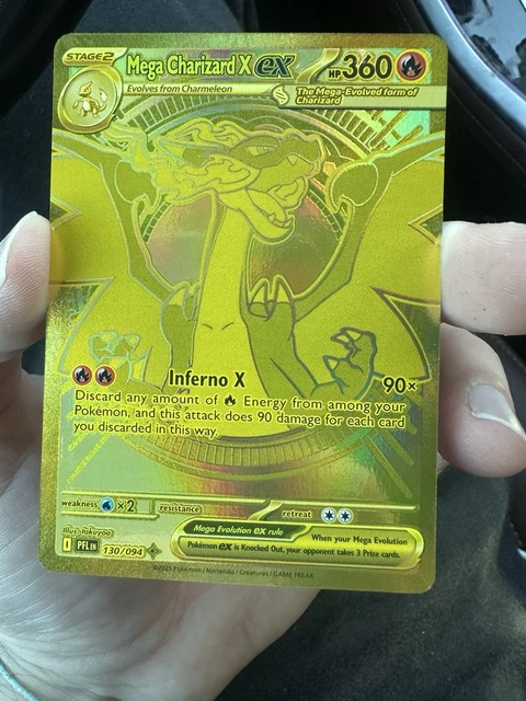 GOLD MEGA CHARIZARD X EX 130/094 Phantasmal Flames English Pokémon MINT ...