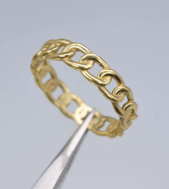 925 SOLID STERLING Silver 24CT Gold Overlay Plain Ring-8 us h076 EUR 8 ...