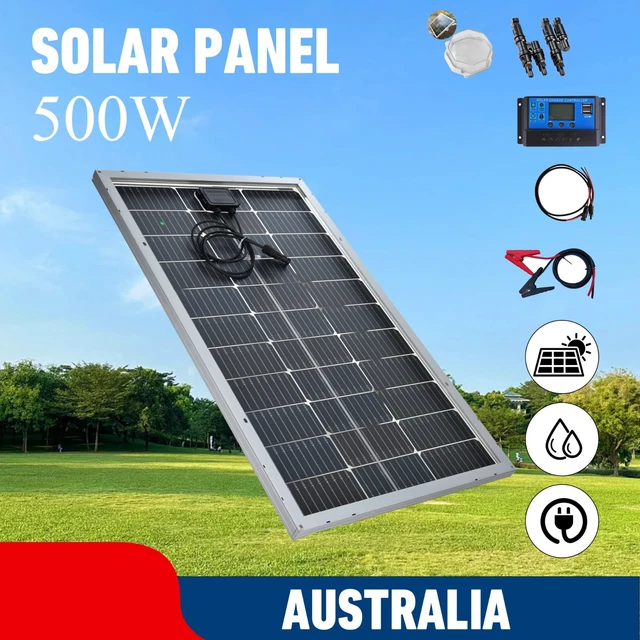 12V 500W FIXED Bifacial Solar Panel Kit Mono Home Caravan Camping Power ...