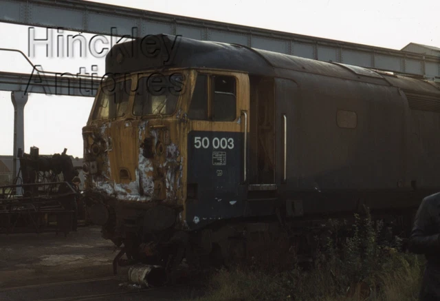 35MM SLIDE BRITISH Rail Diesel Loco Class 50 50003 Crash Damaged ...