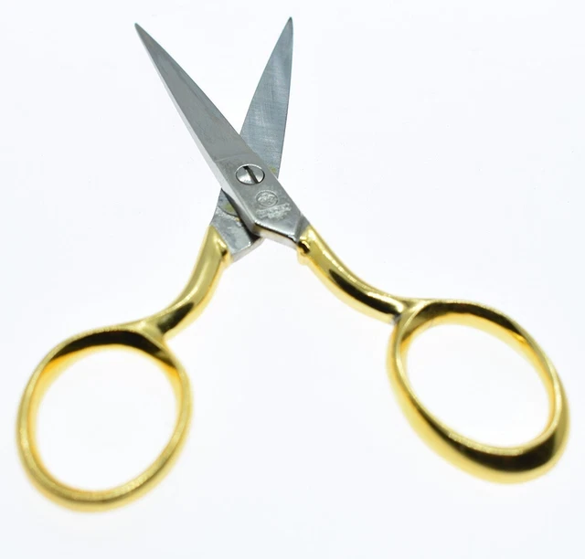 726-4 GENUINE MUNDIAL Embroidery Gold Plated Scissor £9.99 - PicClick UK
