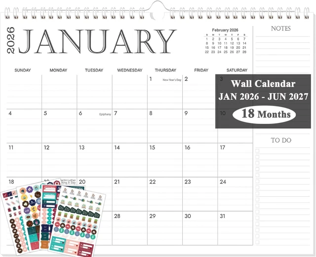 2026 WALL CALENDAR, 18 Monthly Calendar Jan 2026 - Jun 2027(Simple) $18 ...