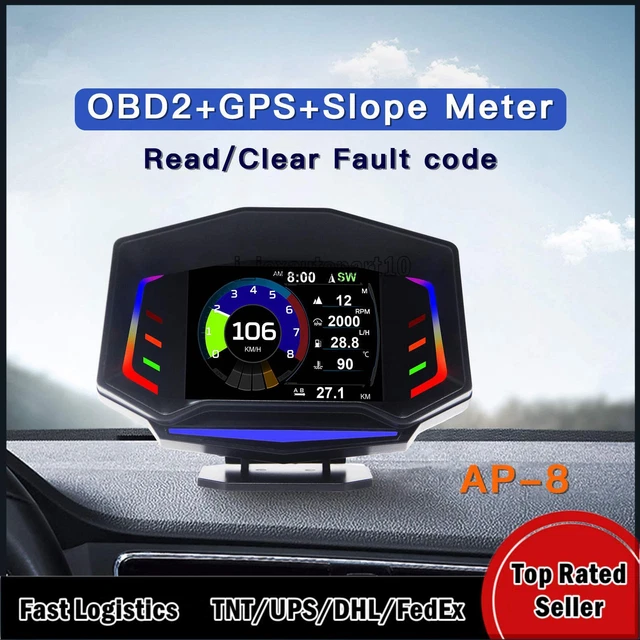 OBD2+GPS LCD-CAR P24 HUD Head-Up Display-Speedometer RPM/Alarm/Temp ...