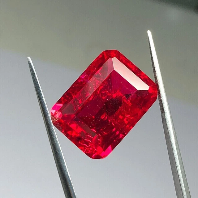 70 CT FLAWLESS Natural Burmese Red Ruby GIE Certified Emerald Cut Loose ...