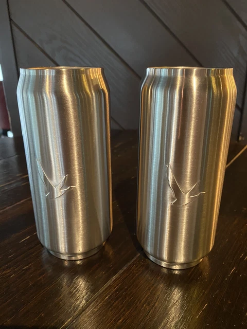 4X GREY GOOSE Vodka Brushed Stainless Steel Soda Tumbler Glass ...