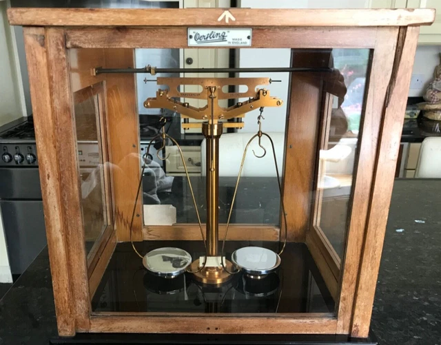1920S ANTIQUE L. Oertling LTD London Scientific Balance Scales Model 48 ...
