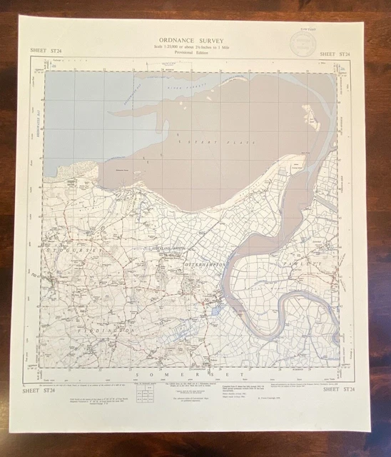 ORDNANCE SURVEY SHEET ST24 Otterhampton Somerset 1959 Provisional Ed ...