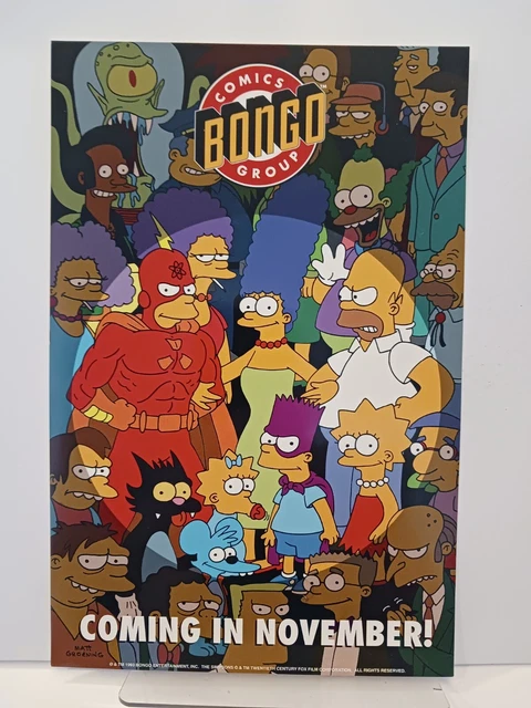 TEASER WINDOW CARD/POSTER Bongo Comics Simpsons "Coming in November" £ ...