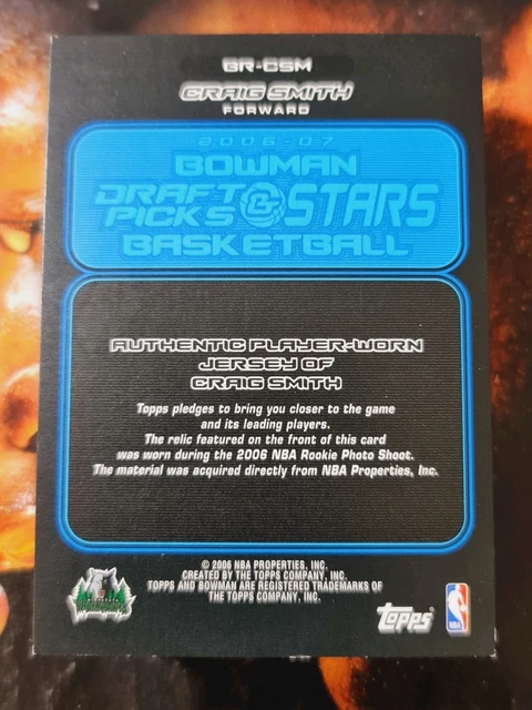 2006-07 BOWMAN #BR-CSM Craig Smith Relics $1.95 - PicClick AU