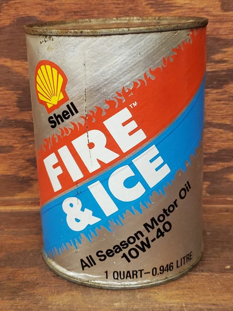 VINTAGE SHELL FIRE & Ice 1 Quart Oil Can Cardboard Empty Open $5.99 ...