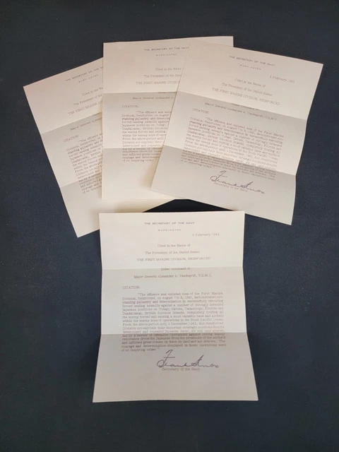 WW2 1ST MARINE Division Presidential Unit Citation ( Reproduction) £5. ...