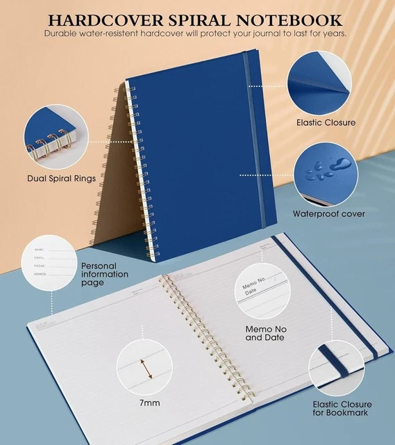 A4 SPIRAL NOTEBOOK 8.5 x 11 inch 110 Pages 100 GSM High-Quality Paper ...