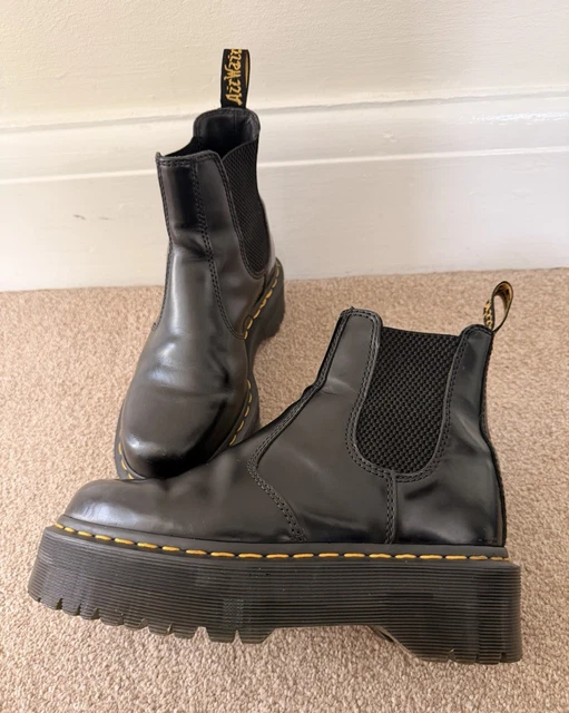 DR. MARTENS 2976 Quad Black Leather Chelsea Ankle Boots Slip On ...