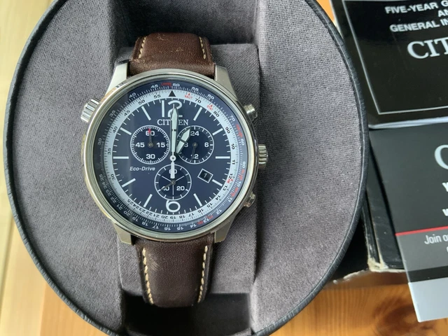 CITIZEN ECO DRIVE Watch Mens H500 Chronograph Stainless Steel Blue Dial ...