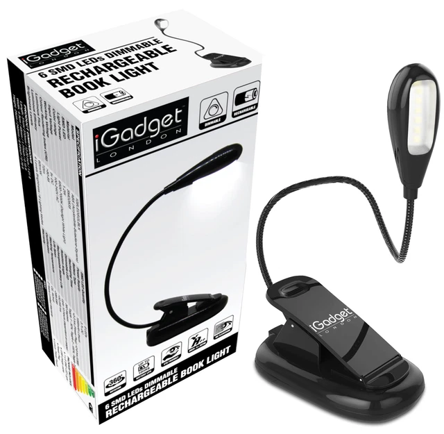 IGADGET® 6 LED Rechargeable Book Light For Reading in Bed & Music Stand ...
