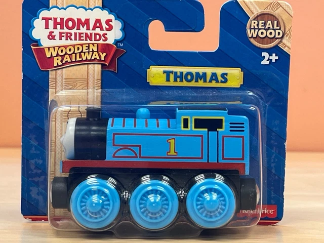 THOMAS & FRIENDS Wooden Railway Thomas Blue Real Wood Train Fisher ...