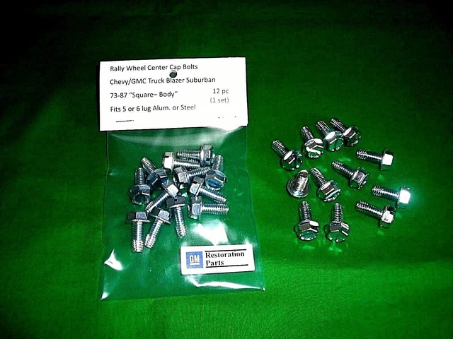 73-87 CHEVY TRUCK Rally Wheel Center Cap Bolts 12pc NEW Blazer Suburban ...