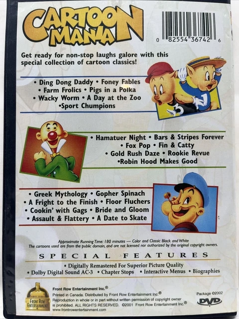 CARTOON MANIA (DVD, 2001) 22 Color Cartoon Classics - Popeye, Robin ...