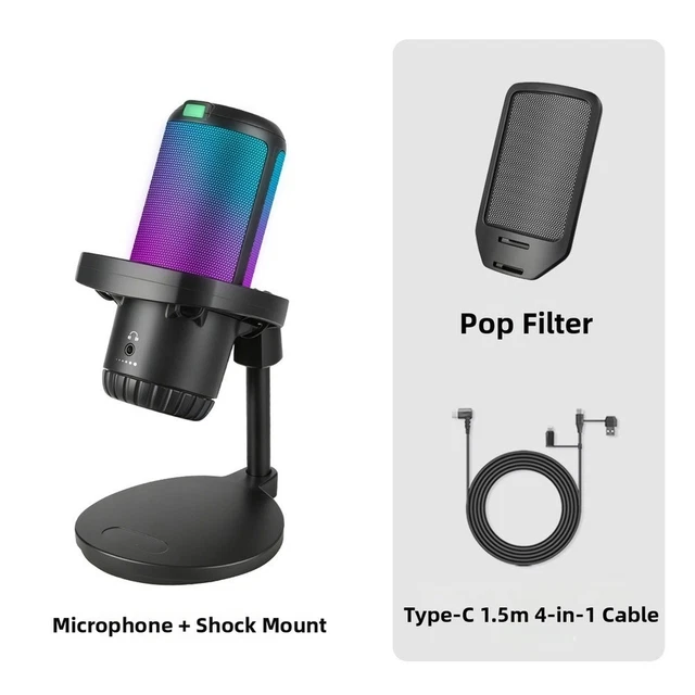 DESKTOP GAMING MICROPHONE with Noise Reduction and Stylish Black Design ...