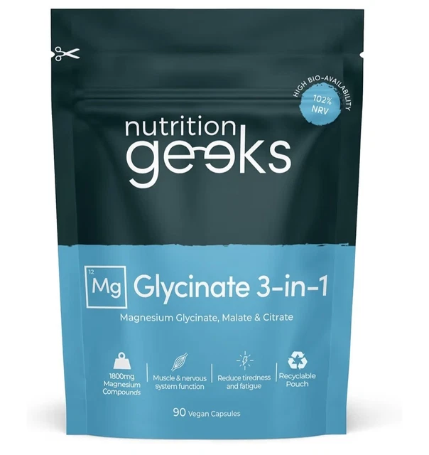 MAGNESIUM GLYCINATE 3-IN-1 Complex, 1800mg Supplements High Absorption ...