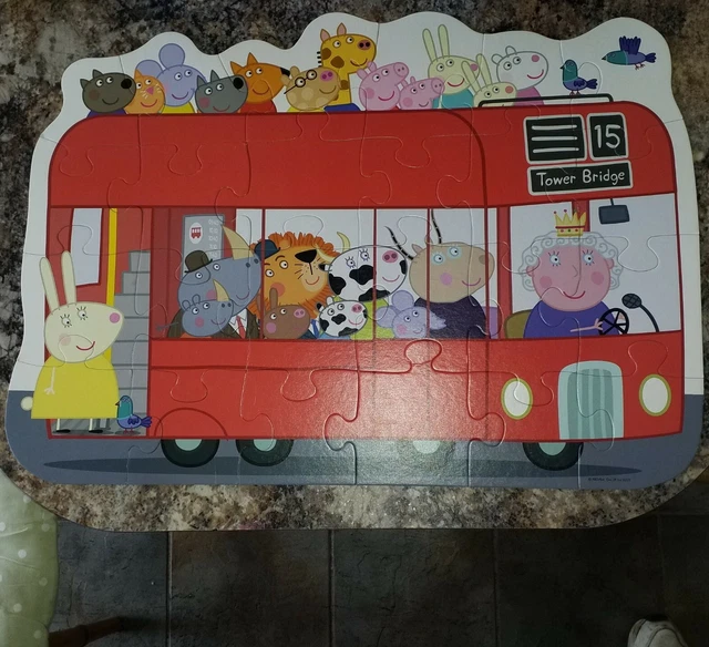 RAVENSBURGER PEPPA PIG LONDON BUS SHAPED GIANT FLOOR JIGSAW PUZZLE 24 ...