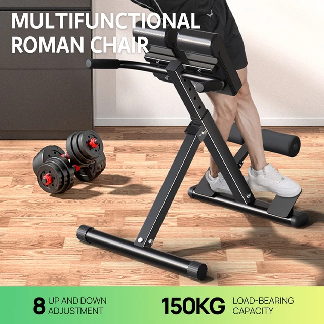 PORIYA FOLDABLE ROMAN Chair Steel Hyperextension Bench Home Gym Core ...