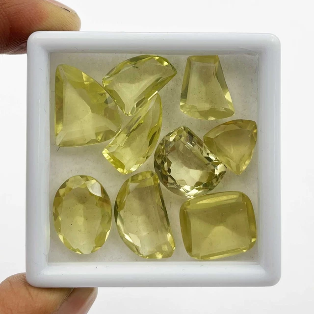 LOT DE GEMMES En Quartz Citron Naturel Taillées En Mélange 13 Pcs 8-13 ...