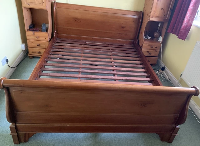 KING SIZE SLEIGH Bed Frame. Solid Hardwood. Good Condition. Collection ...