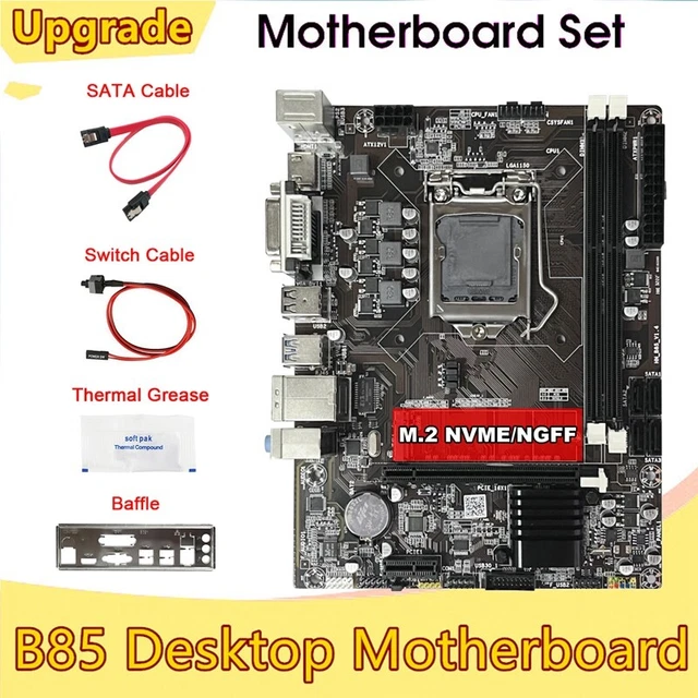 B85 MOTHERBOARD+SATA CABLE+SWITCH Cable+Baffle+Thermal Grease LGA1150 ... B85 MOTHERBOARD+SATA CABLE+SWITCH Cable+Baffle+Thermal Grease LGA1150 ...
