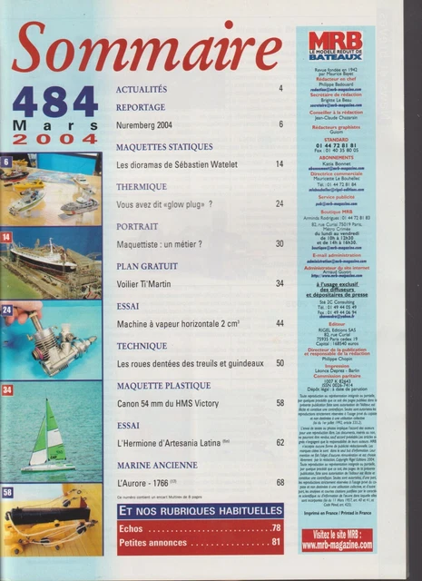 MODELE REDUIT DE Bateau N°484 Plan "Ti'martin" Voilier / Le France ...