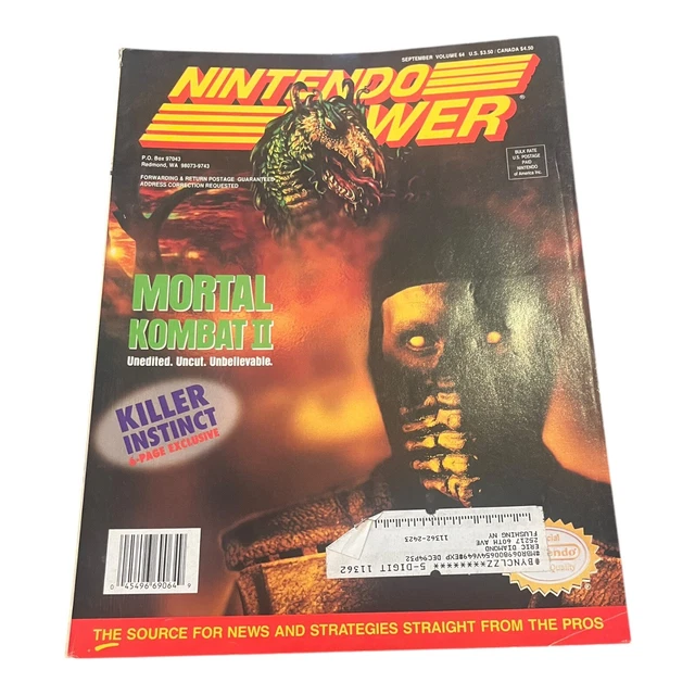 NINTENDO POWER VOL 64 Mortal Kombat II Magazine Poster NM £25.87 ...