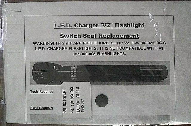 MAGLITE MAG LED Charger V2 Flashlight Switch Seal Replacement 118-000 ...