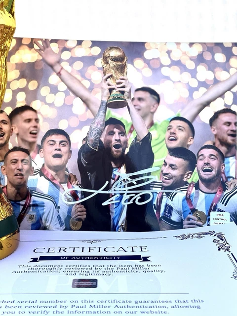 LIONEL MESSI + World Cup Trophy Replica Autograph 8X10 Hand Signed ...